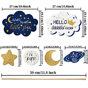 24 Pcs Twinkle Small Star Centerpiece Sticks for Baby Shower Star Party Table Toppers Birthday Party Decoration Moon Decoration Glitter Star Centerpieces Birthday Party Supplies