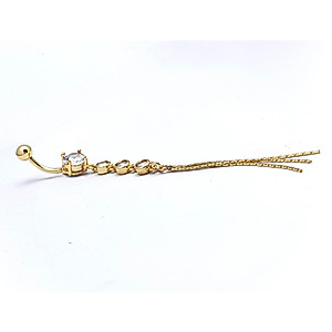 JAJAFOOK Surgical Steel Cubic Zirconia Long Dangle Navel Ring Sexy Body Piercing Belly Button