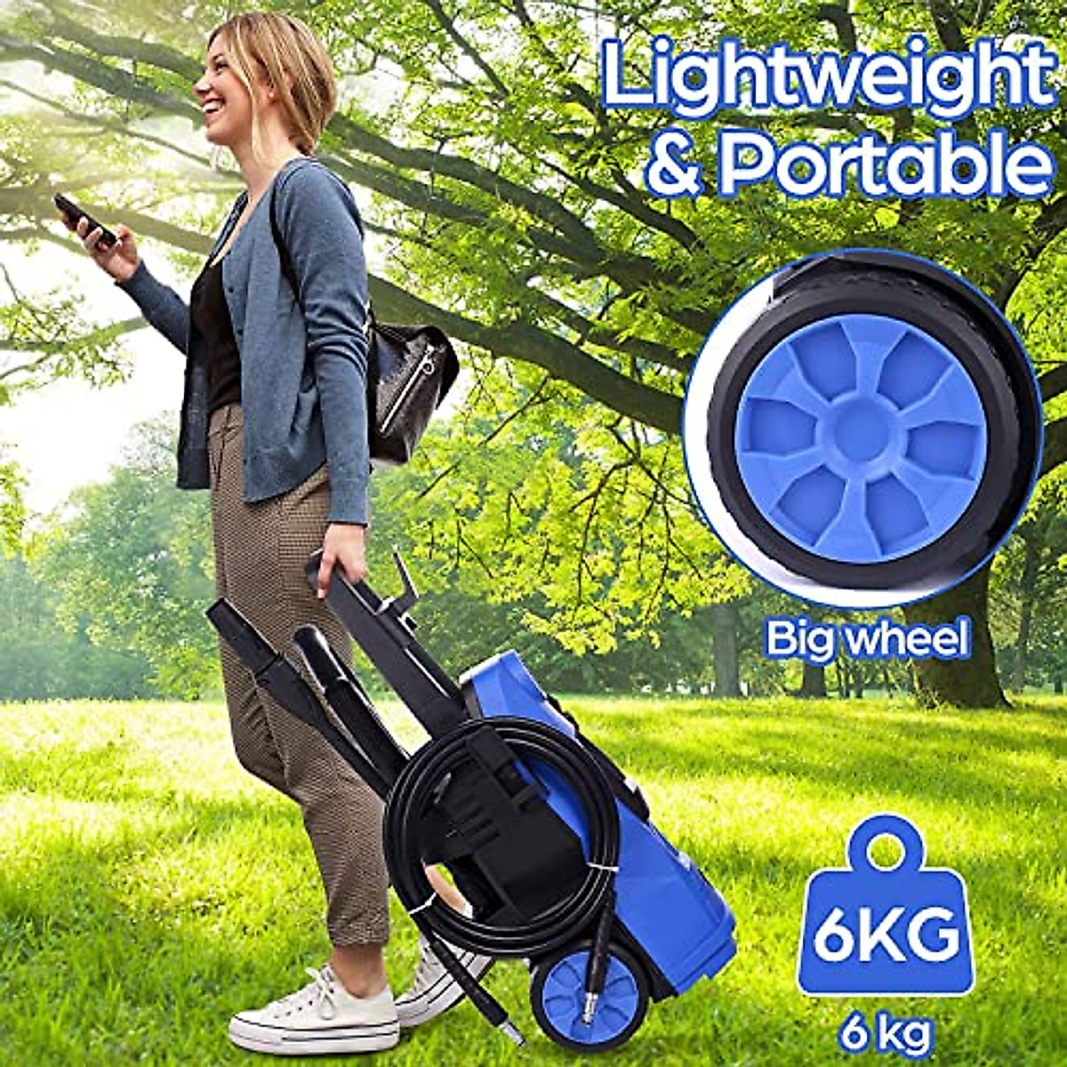 Pressure Washer ,Suyncll High Power Washer 2.5GPM Electric Pressure Washer Power Washers Machine with Adjustable Nozzle Soap Bottle for Homes, Cars, Driveways, Patios and Garden (Blue)