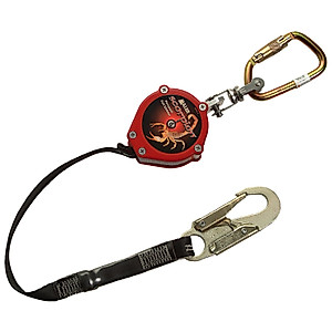 Miller PFL-4/9FT Scorpion 9-Foot Personal Fall Limiter with Carabiner and Swivel Shackle, Red