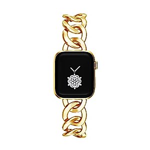 Kolgios 38/40/41mm Gold Cool Women Chain Metal Smartwatch Bands Compatible for Apple Watch Bands Series 8/7/6/SE/5/4 Adjustment Replacement Bracelet for Iwatch 8/7 Gift for Her
