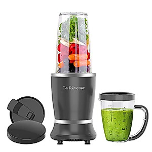 La Reveuse Personal Size Blender 250 Watts Power for Shakes Smoothies Seasonings Sauces with 1 Piece 15 oz Cup,1 Piece 10 oz Mug,BPA Free (Black)