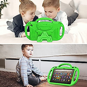 AVAWO Kids Case for Amazon Fire HD 10 & Fire HD 10 Plus Tablet (2021 Release,11th Generation), with Shoulder Strap, Lightweight Shockproof Handle Kids Case for Fire HD 10 2021 Tablet, Green