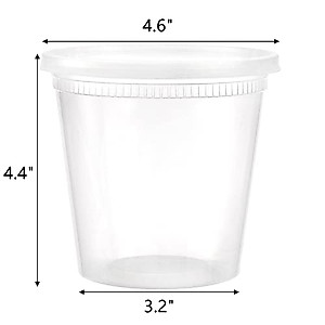 Lawei 60 Pack Plastic Deli Food Containers with Lids - 24 Oz Food Storage Containers Freezer Deli Cups for Soup, Party Supplies, Meal Prep and Portion Control