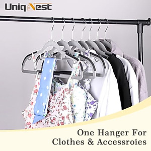Non Slip Hangers 20 Pack, Clothes Plastic Hangers, Thin Hangers Plastic, Hangers Non Slip, Heavy Duty Hangers, 360° Swivel Space Saving Hangers with Clothes Hooks for Shirts, Pants, Dress (Grey)