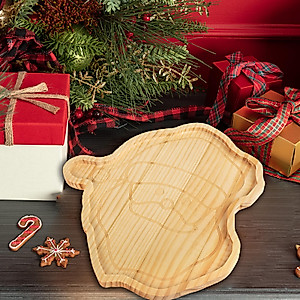 Tkifoda Wooden Charcuterie Board, Christmas Serving Tray, Santa Claus Style, Solid Wood Construction