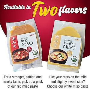 Fusion Select Organic Red Miso Paste - Made of Fermented Soy Bean & Rice - Savory Japanese Seasoning For Cooking Soup Base, Broth, Stew, Salad Dressing, Sauce, Marinade, Ramen - 15 Servings, 300g