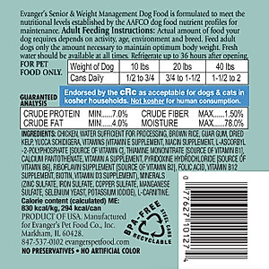 Evanger's Heritage Classics Senior & Weight Management for Dogs - 12, 12.5 oz Cans