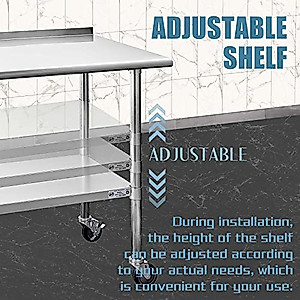Hally Stainless Steel Table for Prep & Work 24 x 30 Inches with Caster Wheels, NSF Commercial Heavy Duty Table with Undershelf and Backsplash for Restaurant, Home and Hotel
