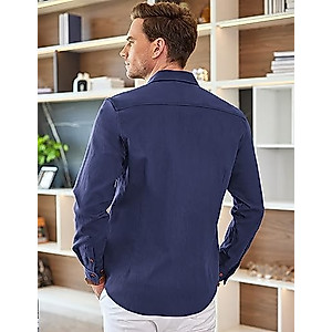 COOFANDY Men's Button Down Long Sleeve Shirt Casual Dress Shirt Denim Work Shirt