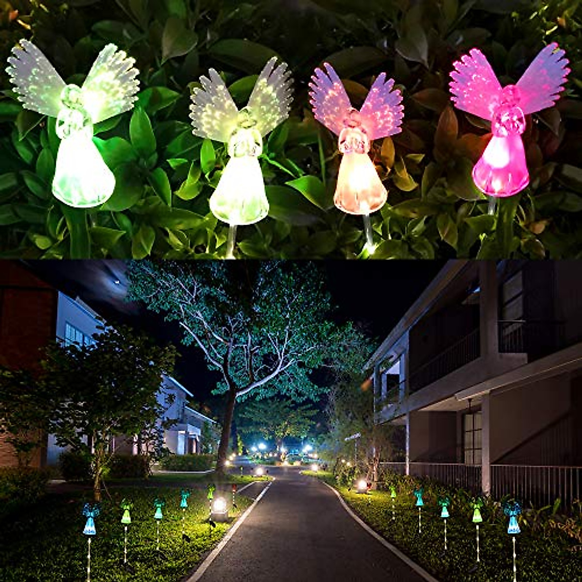 Qualife Solar Angel Lights Outdoor, Garden Gifts for Housewarming Mom Women,Solar Powered Decorative Light for Garden Yard Patio, Cemetery Grave Decorations, 2 Pack.
