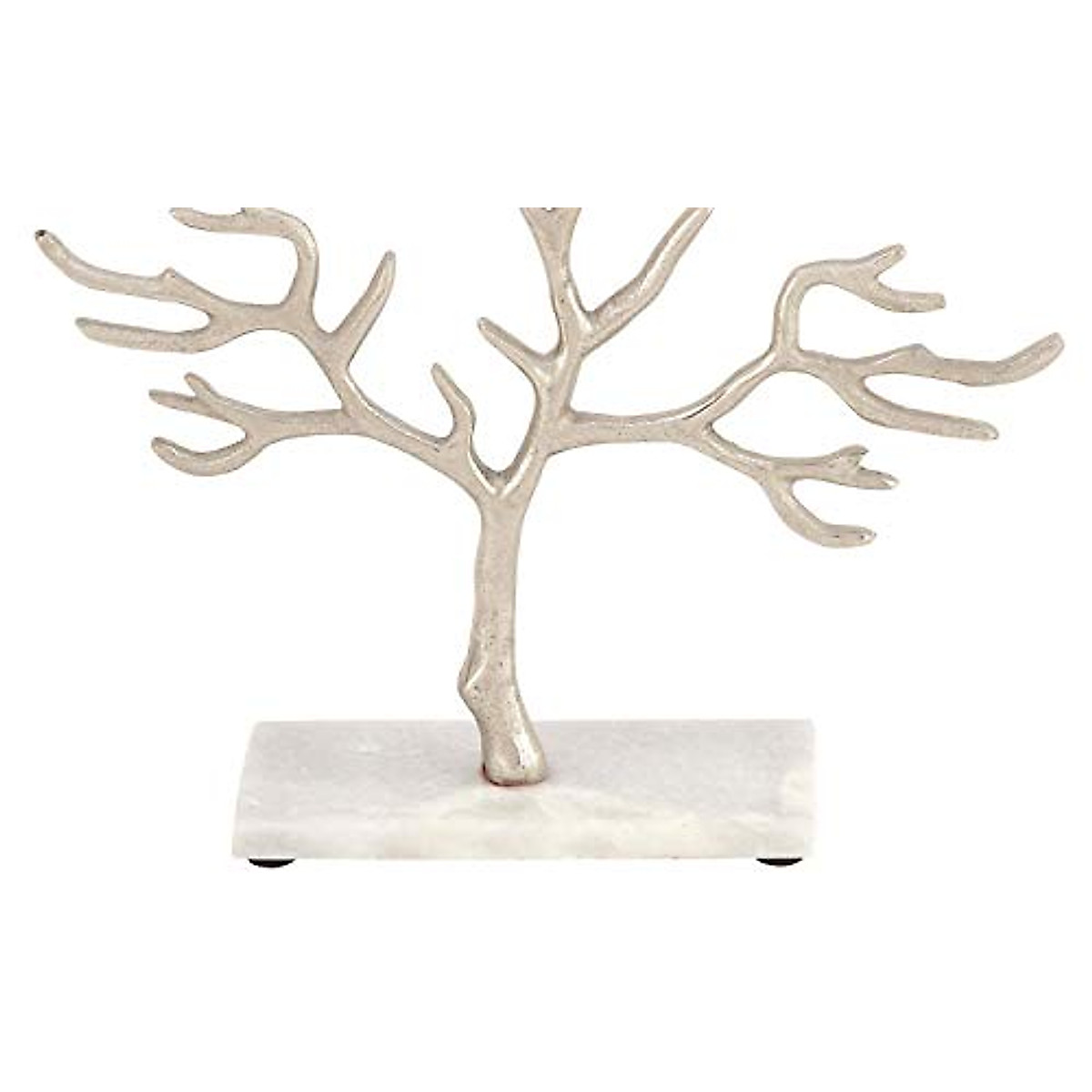 CosmoLiving by Cosmopolitan Marble Tree Jewelry Stand with Marble Base, 12" x 3" x 10", Silver