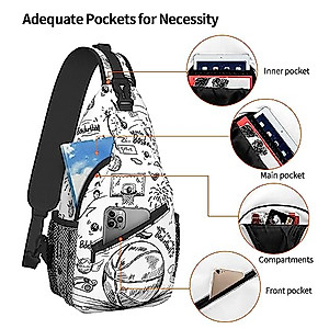 RUVNSR Basketball Sling Bag Sport Ball Basketball Chest Bag Casual Backpack Crossbody Bags Travel Hiking Daypack For Adults Women Men Gifts