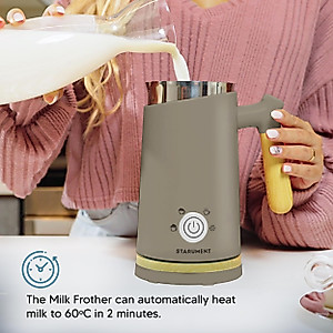 Starument Electric Milk Frother - Automatic Milk Foamer & Heater for Coffee, Latte, Cappuccino, Other Creamy Drinks - 4 Settings for Cold Foam, Airy Milk Foam, Dense Foam & Warm Milk - Easy to Use
