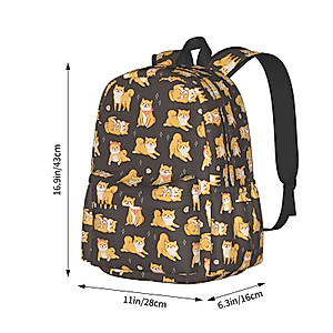 FeHuew 17 Inch Backpack Cute Dogs Shiba Inu Laptop Backpack School Bookbag Shoulder Bag Casual Daypack