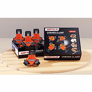 WETOLS Corner Clamp, 4Pcs Fast Adjustable Quick Spring Loaded Woodworking Clamp, 90 Degree Right Angle Clamp for Woodworking-Red-orange