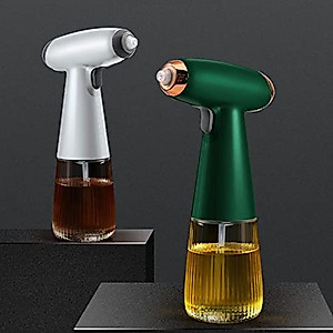 ZHIVIQ Electric Oil Sprayer for Cooking 200ML Olive Oil Mister 0.4mm Fine Mist Automatic Oil Spritzer Dispenser Bottles for Air Fryer Salad Kitchen Baking Frying BBQ Roasting (Premium set, Green)