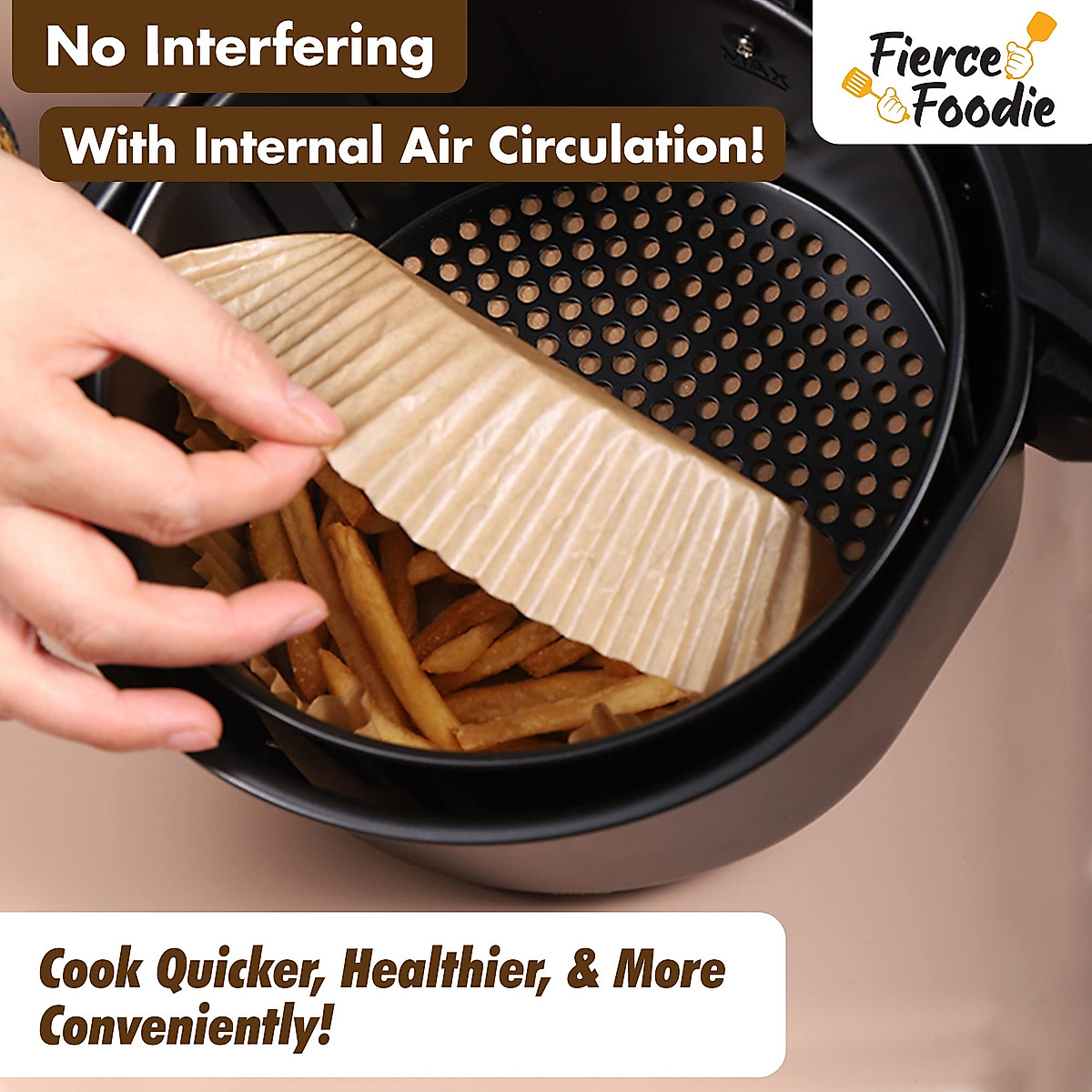 Fierce Foodie Air Fryer Disposable Paper Liner for Ninja Air Fryer, 100 PCS Round Air Fryer Liners for Ninja AF101 Air Fryer, Ninja AF150 Air Fryer XL and Ninja AF161, 8 Inch Parchment Paper