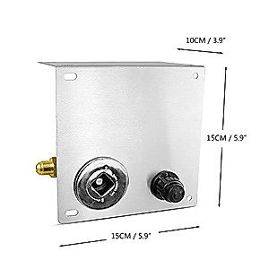 GRISUN Fire Pit Gas Burner Spark Ignition Kit, Gas Control Kit for Indoors Outdoors, Including Gas Shut-Off Valve with Key, Push Button Igniter and Stainless Steel Mounting Plate