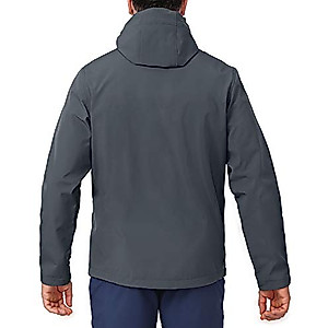 CAMEL CROWN Softshell Jacket Men Hooded Fleece Lined Outdoor Jackets Windproof Water Resistant for Hiking Casual Work Grey M