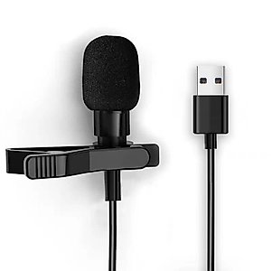 PewAs for USB Professional Lavalier Microphone for PC, Computer, Mac, Laptop, YouTube, Skype, Recording, Podcasting, Gaming Lavalier Microphone 【9.8ft】