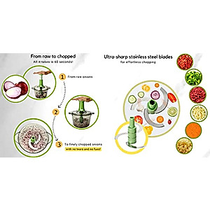 Brieftons Express Manual Food Chopper: Large 8.5-Cup, Hand Chopper Vegetable Cutter to Chop Veggies, Fruits, Herbs, Garlic Onion Chopper for Salsa, Salad, Pesto, Guacamole, Coleslaw, Indian Cooking