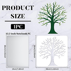 FINGERINSPIRE Tree Stencils Template 11.8x11.8inch Plastic Tree Branches Drawing Painting Stencils Square Reusable Stencils for Painting on Wood, Floor, Wall and Tile