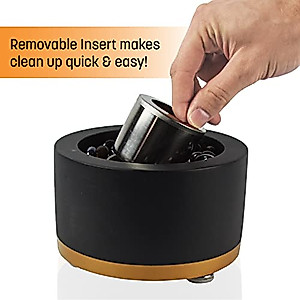 QuickSurvive Indoor/Outdoor Tabletop Fire Pit | Portable Tabletop Fire Pit Fueled by Rubbing Alcohol | Table Decor and Marshmallow Roasting | Easy to Transport | Black + Brown Stones