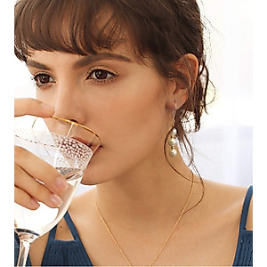 14K Gold Plated Round Bead Ball Drop Earrings for Women Minimal Lightweight Long Dangling Dangle Hoop Wedding Earrings for Brides Bridesmaid Prom Anniversary