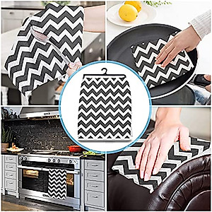 Big buy store Black and White Kitchen Dish Towels, Soft Lightweight Microfiber Absorbent Hand Towel Chevron Zig Zag Pattern Tea Towel for Kitchen Bathroom 18x28in