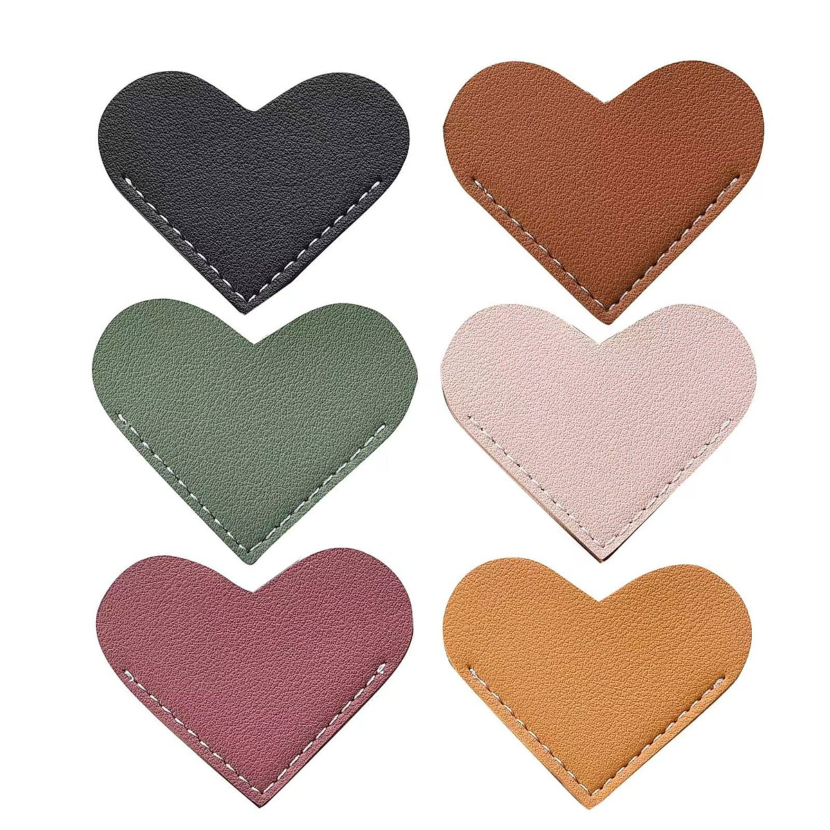 Leather Heart Bookmark, Wayzton 6 Pcs Corner Page Book Marks for Women, Kids, Book Accessories for Reading Lover, Cute Handmade Book Reading Gift for Book Lovers