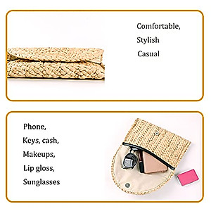 Fozehlad Women Straw Clutch Purse Cute Vacation Beach Straw Crossbody Bags Handmade Woven Shoulder Handbags For Girls