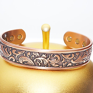 LONGRN-Copper bracelet used for Adjustable Size- a pure copper magnetic bracelet with 6 magnets for men