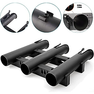 BigTron Fishing Rod Holder Bracket, Tube 3 Rod Rack, Fishing Rod for Boat Kayak Garage Storage or Truck with Screws Side-Mount (Black) (3)