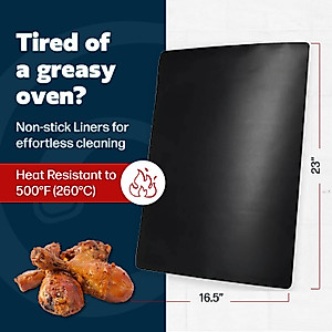 Cooks Innovations Non-Stick Oven Protector Mat - Heavy Duty Nonstick Oven Rack Liners to Protect Convection, Electric, Gas, & Microwave Ovens - BPA & PFOA Free Heat Resistant Baking Mat
