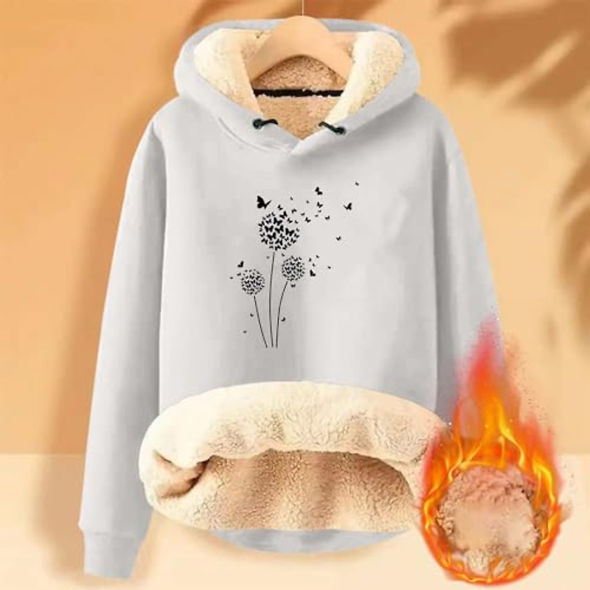 Fuzzy Jacket Backpack Deals Hoodies for Women Oversized Sweatshirt Plus Size Sweaters Christmas Printed Warm Plush Hooded Pullover Jacket