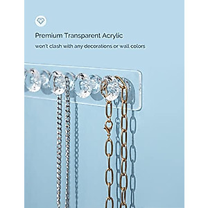 Mymazn 2 Pack Necklace Hangers Acrylic Necklaces Holder Wall Mounted Jewelry Organizer Hanging with 12 Diamond Shape Hooks, Jewelry Hangers for Necklace, Gift for Girls Women