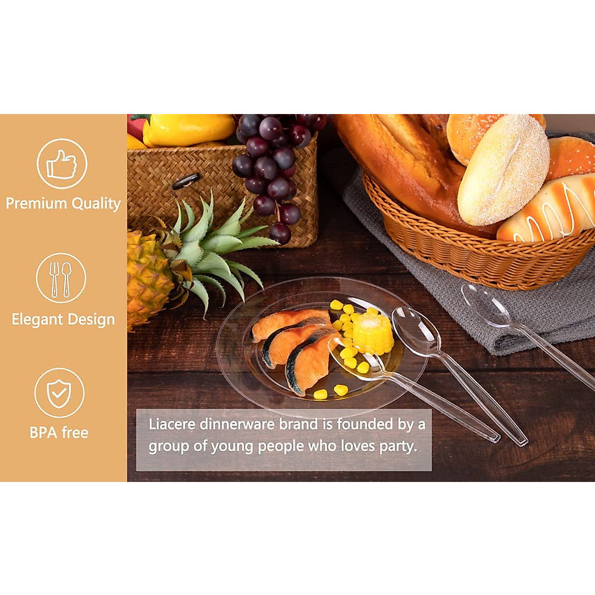 Liacere 360 Pieces Clear Plastic Spoons - Heavyweight Disposable Spoons-6.7inch Heavy Duty clear Cutlery - Plastic Utensils - Perfect for Parties and Restaurants