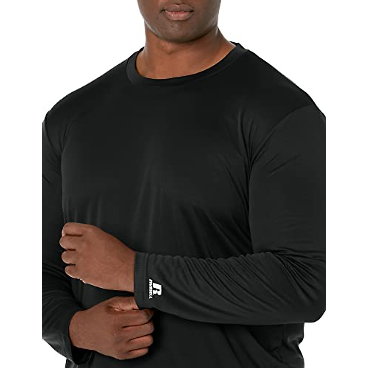 Russell Athletic Men's Standard Long Sleeve Performance Tee, Black, Large