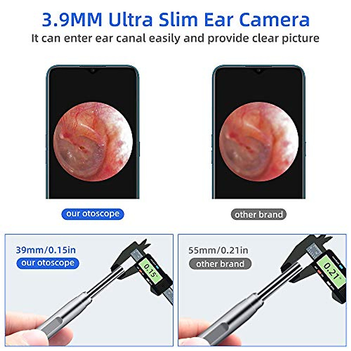 Cainda Otoscope USB Ear Camera, Ear Wax Removal Endoscope with Light for Android Phone Window and Mac PC (Not for iPhone), Digital USB Camera with Ear Cleaning Earwax Removal Tool
