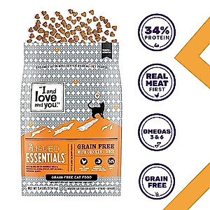 I&Love&You Naked Essentials Chicken & Duck Recipe Dry Cat Food, Grain Free, 3.4 LB
