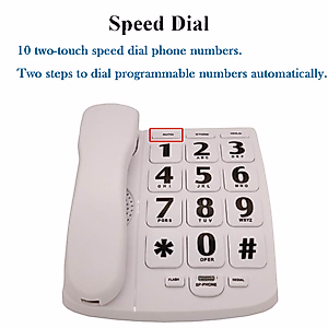 Big Button Phone for Elderly, JeKaVis J-P02 Amplified Phones for Hearing Impaired Aid Home Corded Phone Landline for Seniors Phone for Hard of Hearing House Phone, White