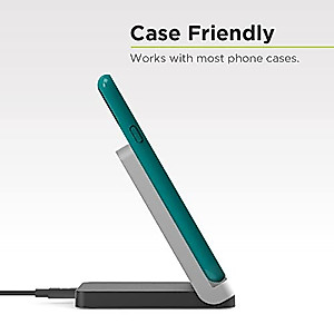 PureGear 10W Fast Wireless Charging Pad with Kickstand, Qi-Certified Wireless Charging Stand for iPhone 11, 11 Pro, 11 Pro Max, SE,Xs Max, XR,XS, Galaxy S22, S21,S20,S10,S9 & More Qi Enable Devices