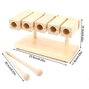 Wood Percussion Block Maple Percussion Rhythm Clapper 5 Tones with Hammer for Temples Yoga Preschool Education Venues
