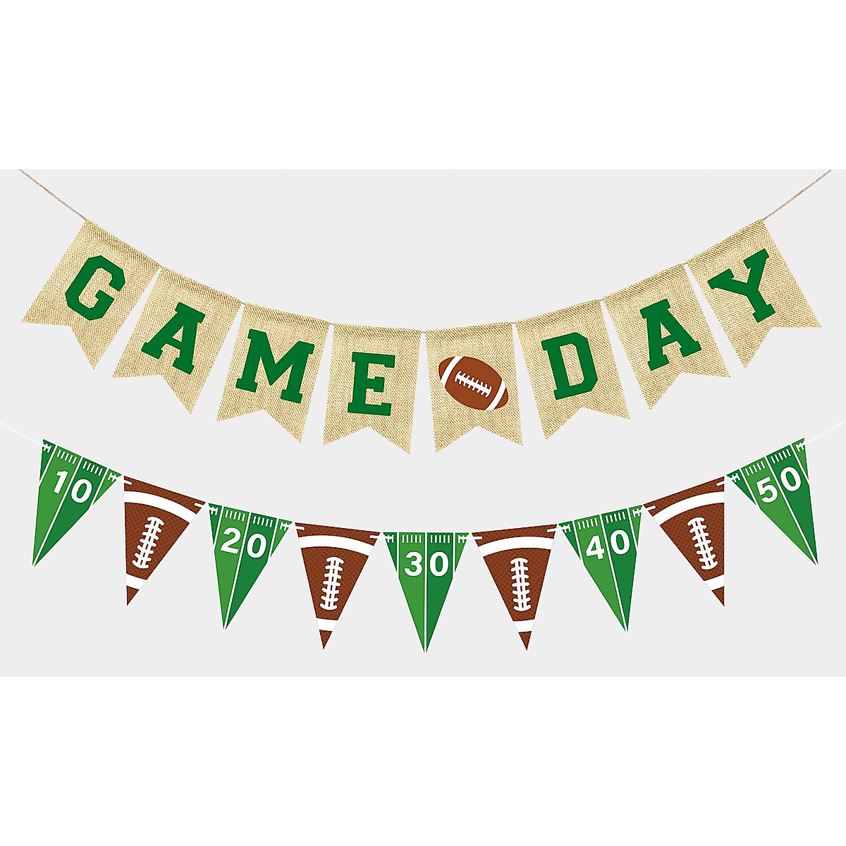 VILIFEVER Game Day Burlap Banner Football Themed Garland Bunting, Football Birthday Party Decorations, Football Concessions Stand Hanging Sign Outdoor Home Decor