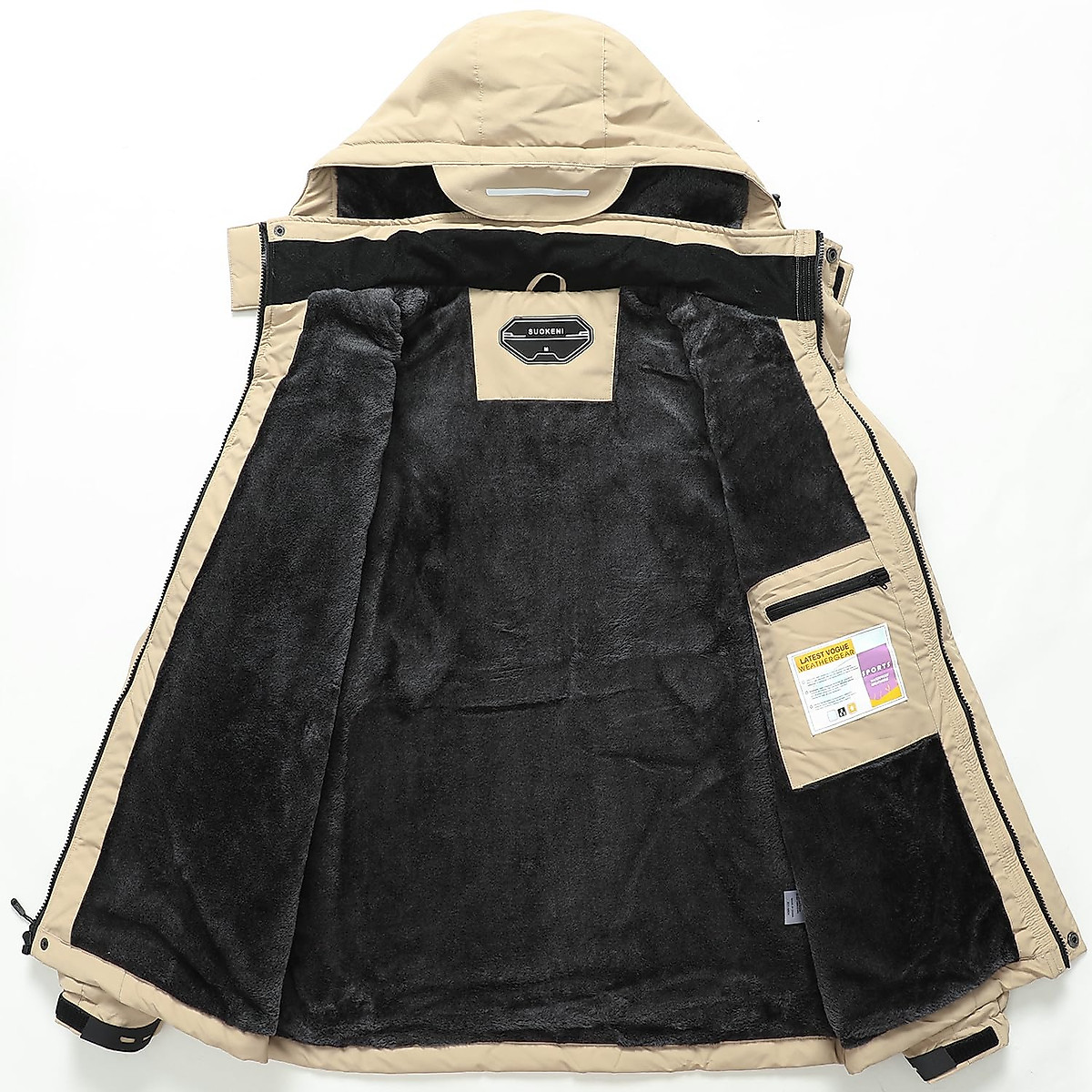 SUOKENI Men's Waterproof Ski Jacket Warm Winter Snow Coat Hooded Raincoat X-Large