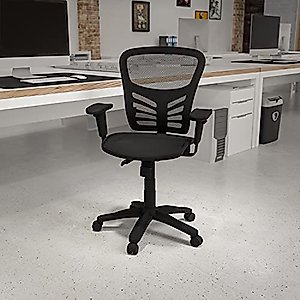 Flash Furniture Nicholas Mid-Back Transparent Black Mesh Multifunction Executive Swivel Ergonomic Office Chair with Adjustable Arms