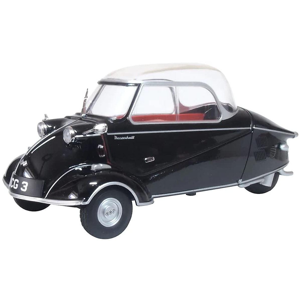 Messerschmitt KR200 Bubble Top Black with Red Interior 1/18 Diecast Model Car by Oxford Diecast 18MBC007