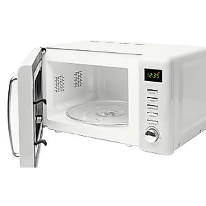 Haden Heritage Vintage 0.7 Cubic Foot 20 Liter 700 Watt Countertop Microwave Oven Kitchen with Turntable and 5 Power Levels, Ivory White