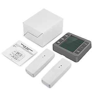 AMIR Upgraded Refrigerator Thermometer, Wireless Indoor Outdoor Thermometer, Sensor Temperature Monitor with Audible Alarm Temperature Gauge for Freezer Kitchen Home (Battery not Included, Grey)